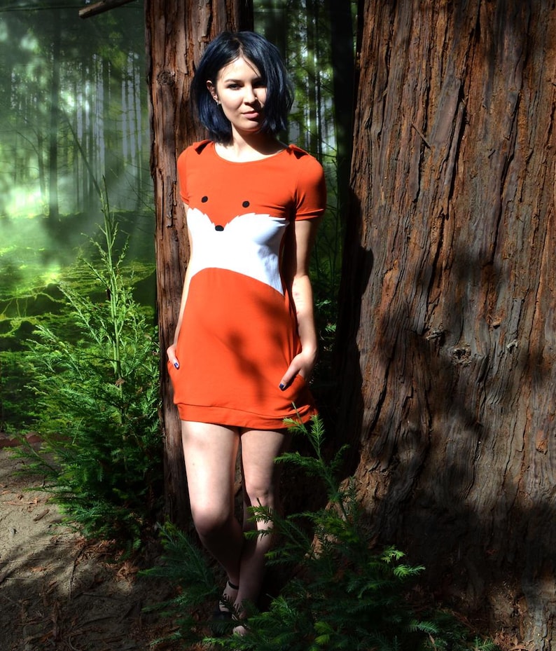Fox Face Mini Dress With Ears and Pockets | Handmade Fun Animal Themed ...