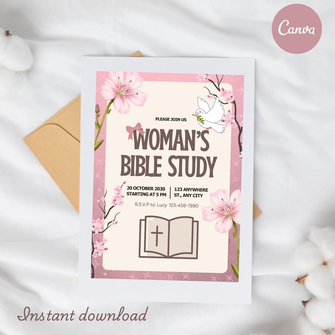 Women’s Bible Study Invitation | Editable Canva Template | Christian ...
