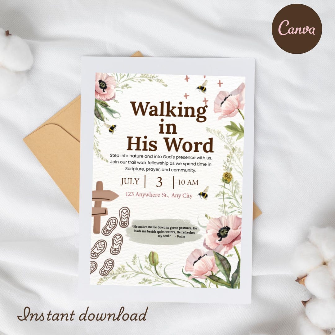 Bible Study Invitation | Christian Trail Walk Fellowship | Editable ...