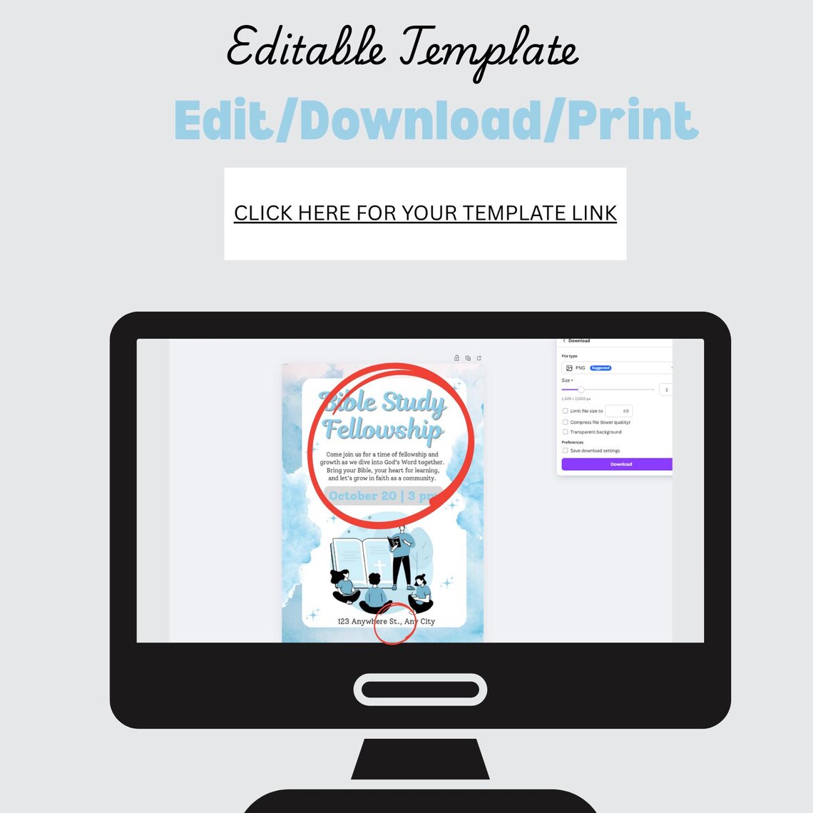 Blue Bible Study Invitation | Christian Fellowship Gathering | Editable ...