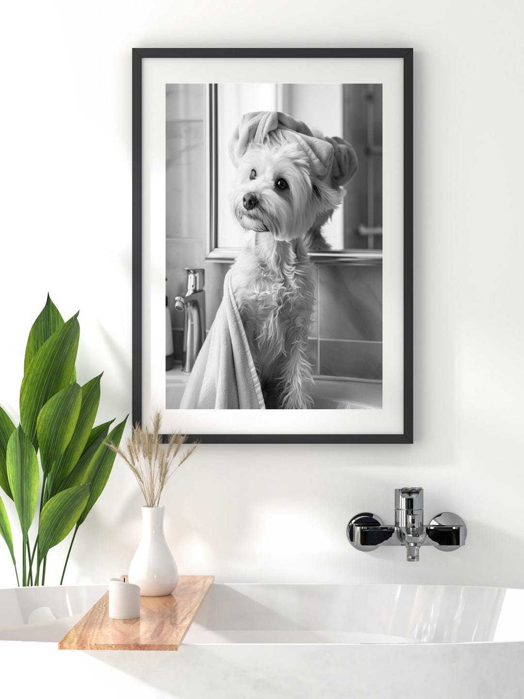 Spa Day Dog Wall Art – Funny Bathroom Print – Digital Download for ...