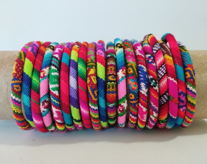 Set 5 Peruvian Bracelet Cuff Bangle Peruvian Manta Fabric Handmade ...