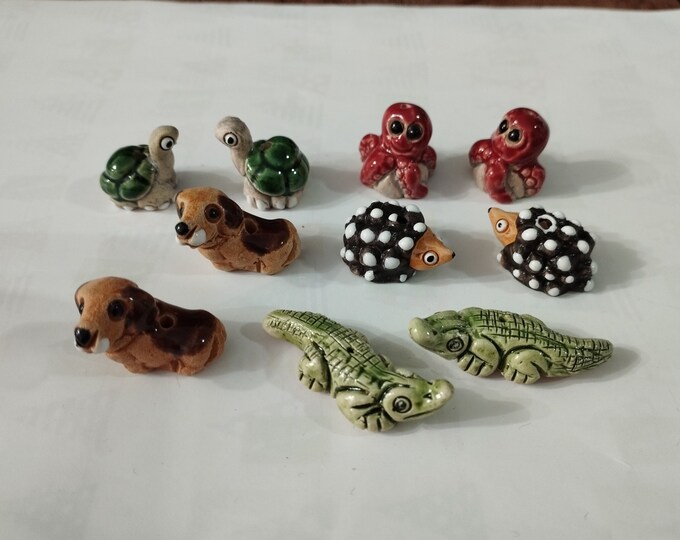 10 Small Peruvian Ceramic Animal Bead Clay Mixed Model Handmade Small ...