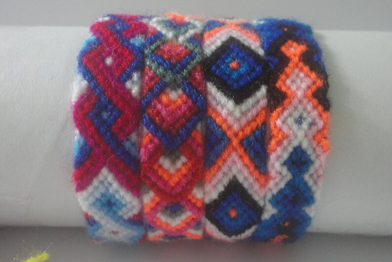 Set 4 Peruvian Wool Friendship Bracelets Handmade Ethnic New Folck Art ...