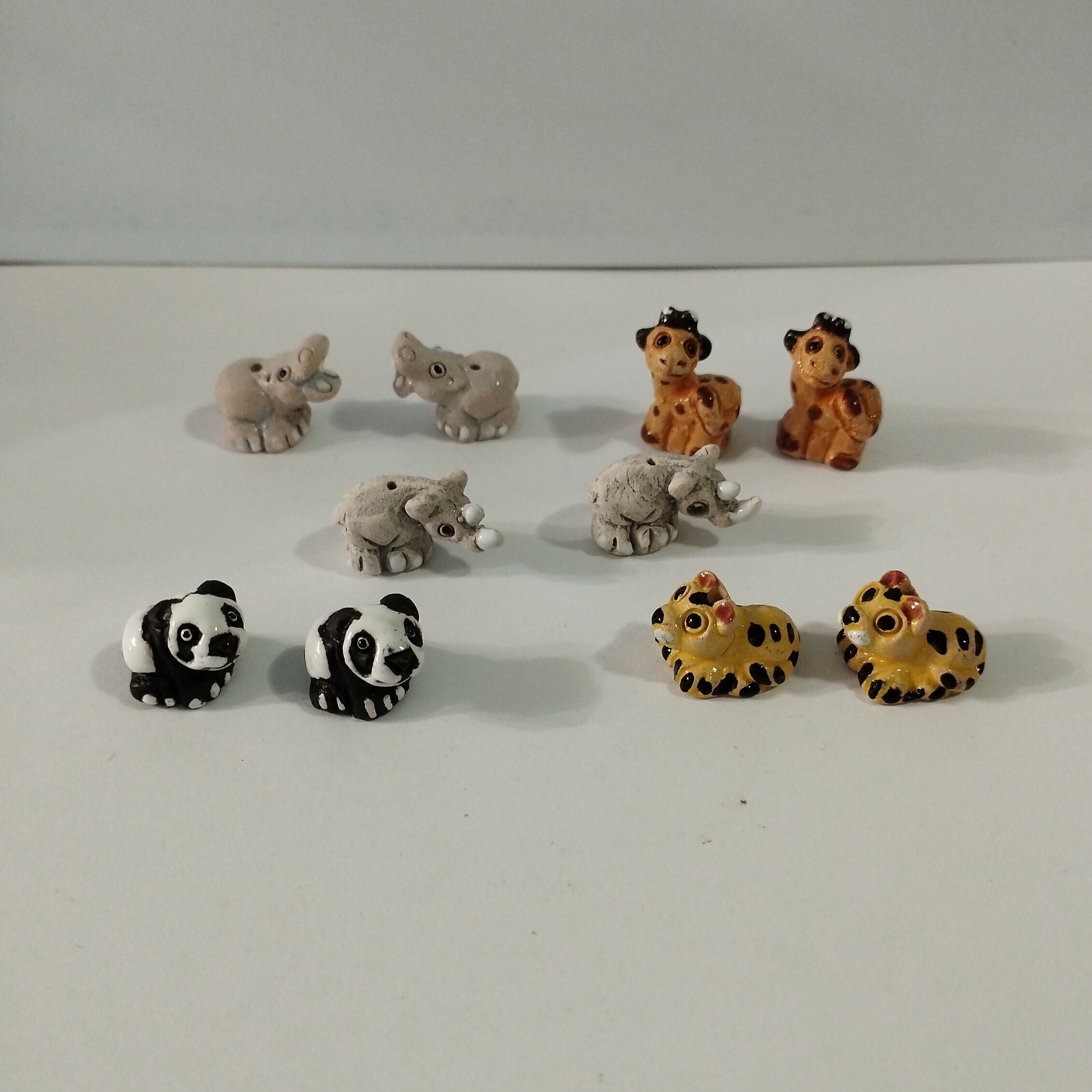 10 Tiny Peruvian Ceramic Animal Bead Clay Pairs Mixed Model Handmade ...