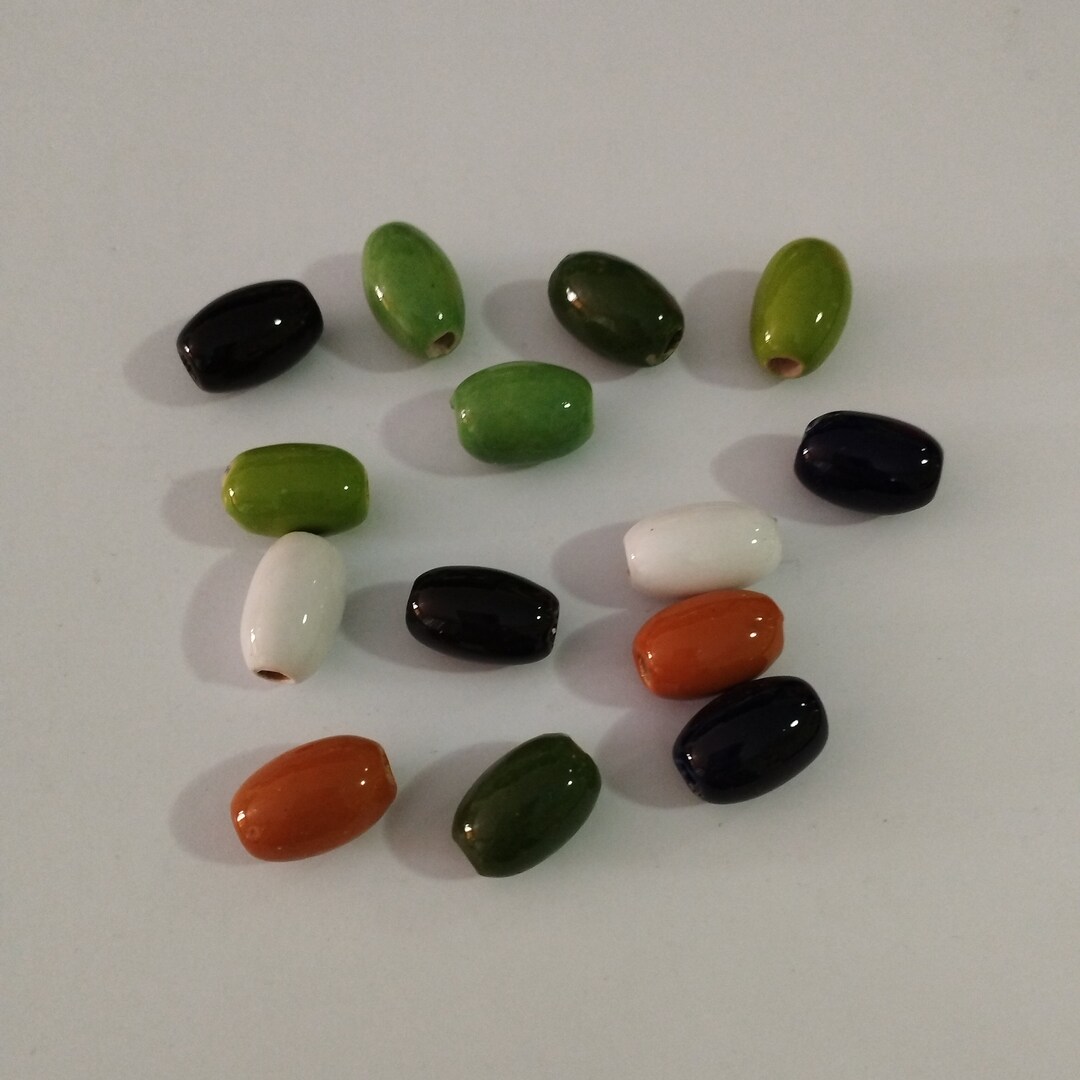 10 Ceramic Barrel Bead 15mm *you Choose the Color* New Art Peru ...