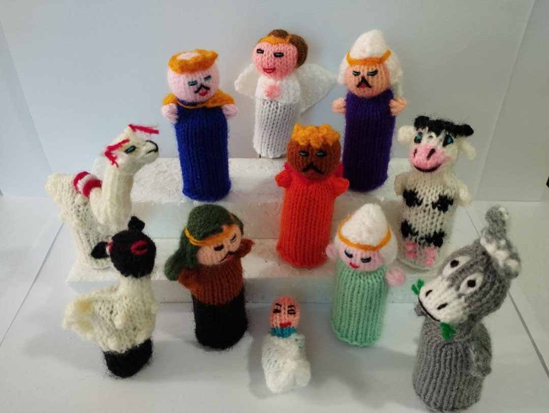 NATIVITY Set 11 Wool Finger Puppet Toy Collectable Handmade New Peru ...