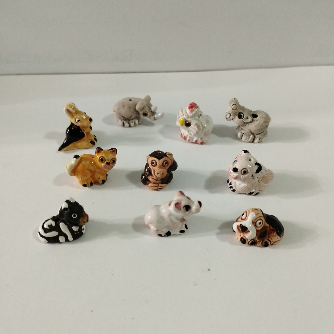 10 Tiny Peruvian Ceramic Animal Bead Clay Mixed Model Handmade New Art ...