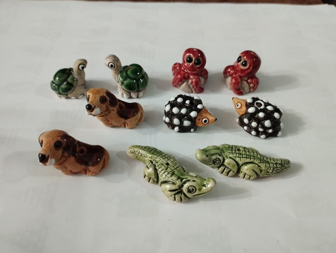 10 Small Peruvian Ceramic Animal Bead Clay Mixed Model Handmade Small ...