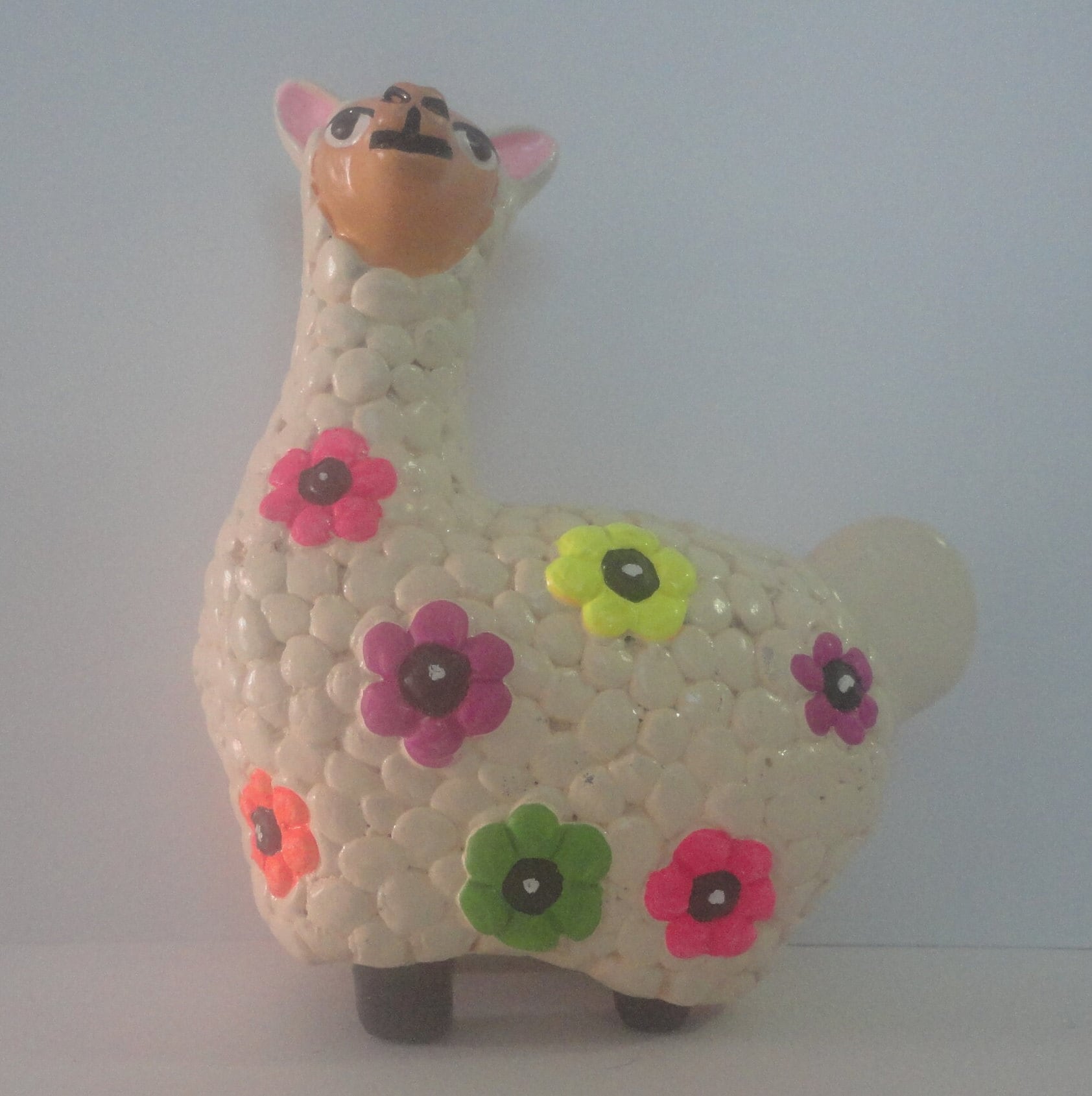 Art Peruvian Llama Figurine Ceramic Clay Handmade Handpainted ...