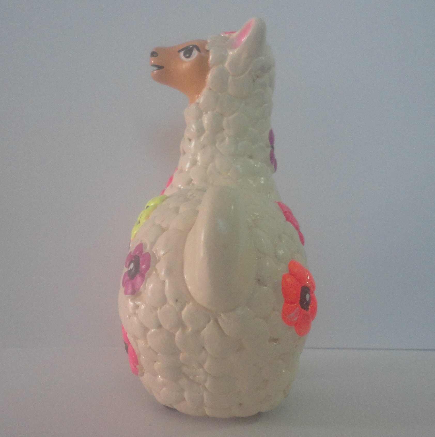 Art Peruvian Llama Figurine Ceramic Clay Handmade Handpainted ...