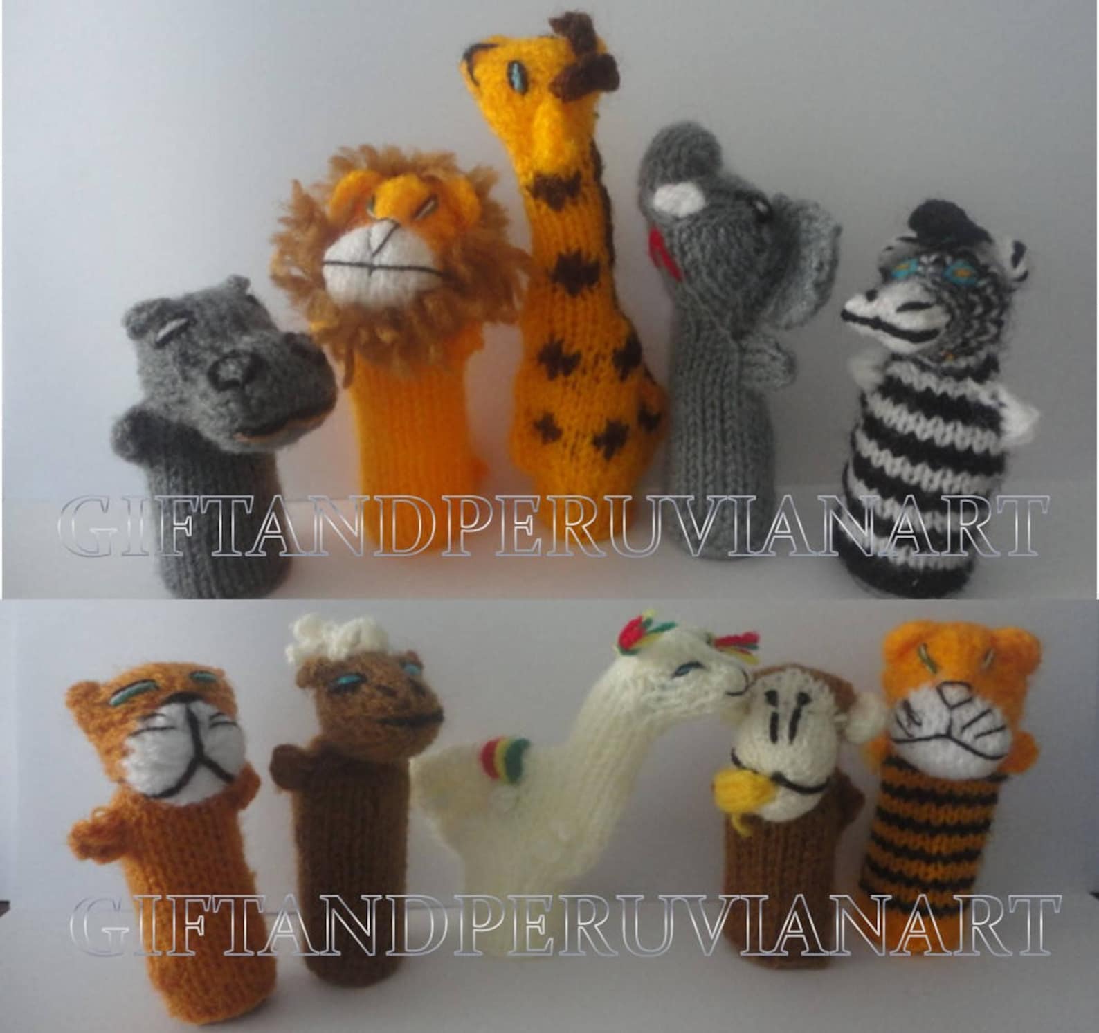 10 Peruvian Finger Puppet Wool Hand-knitted Will Animals - Etsy