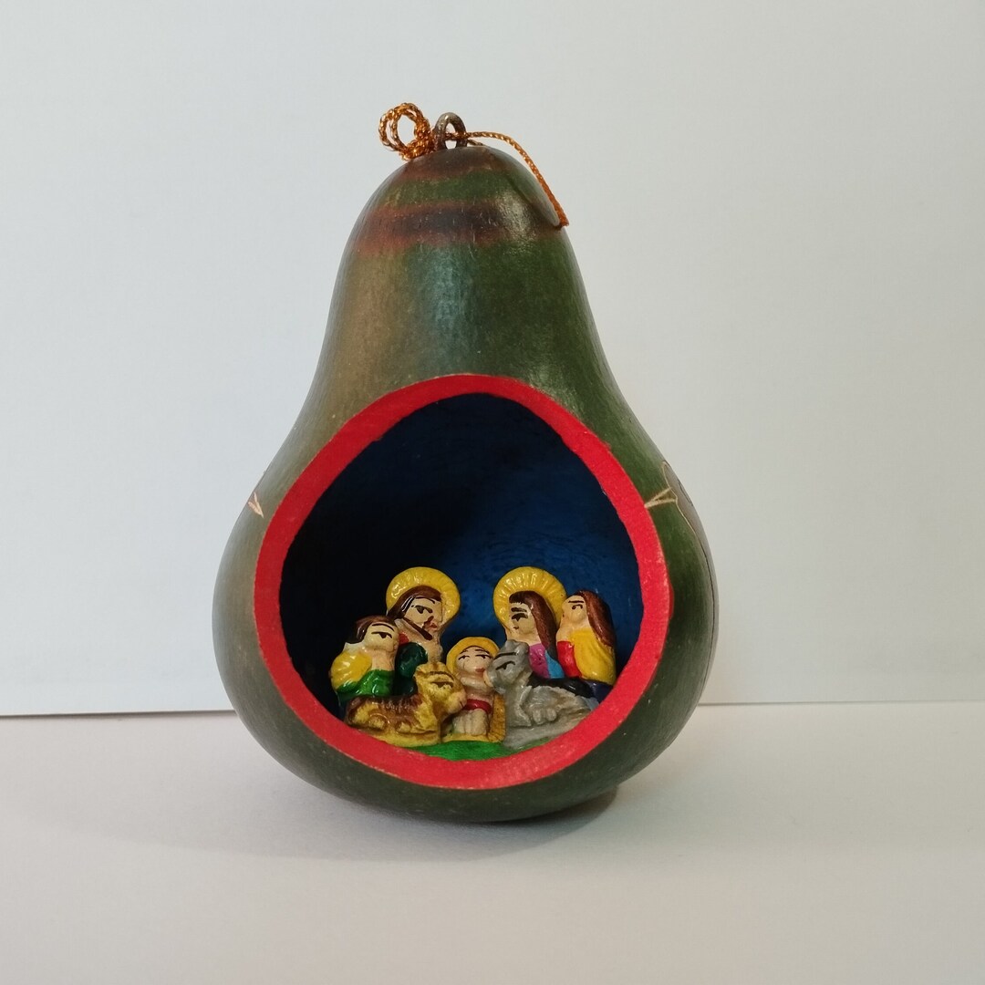 NATIVITY Peruvian Gourd Ornament Christmas Tree Handmade Folck Art New ...