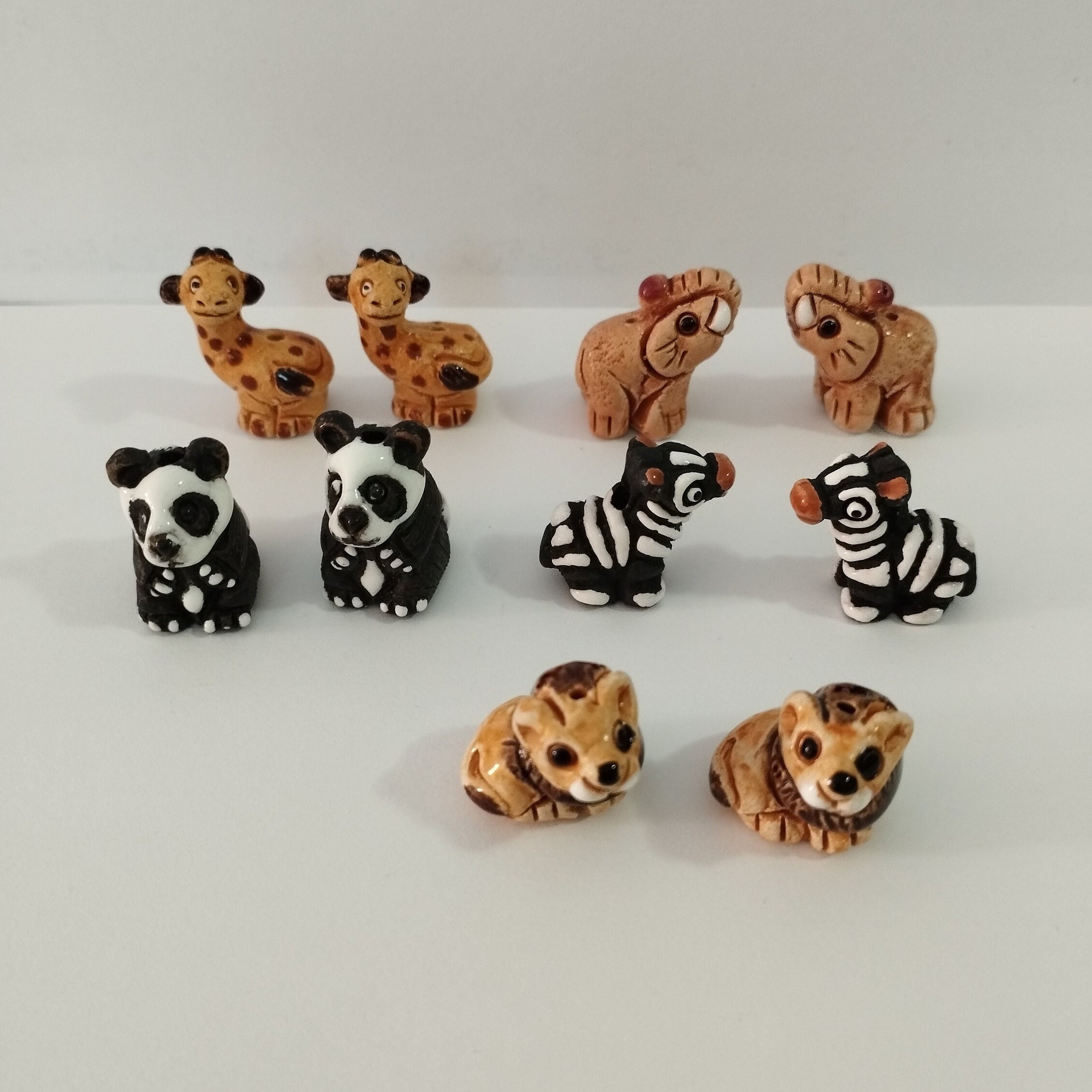 10 Small Peruvian Ceramic Animal Bead Clay Mixed Model Handmade Small ...