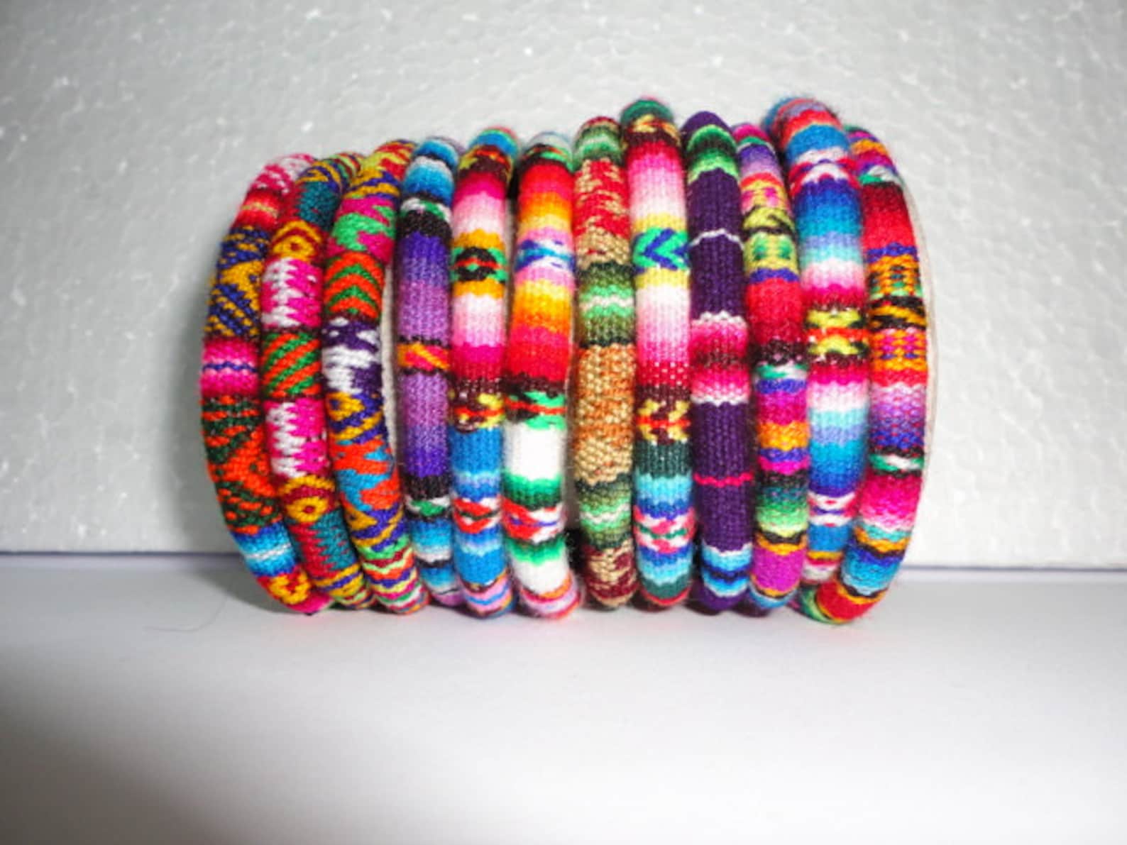 Set 5 Peruvian Bracelet Cuff Bangle Peruvian Manta Fabric - Etsy
