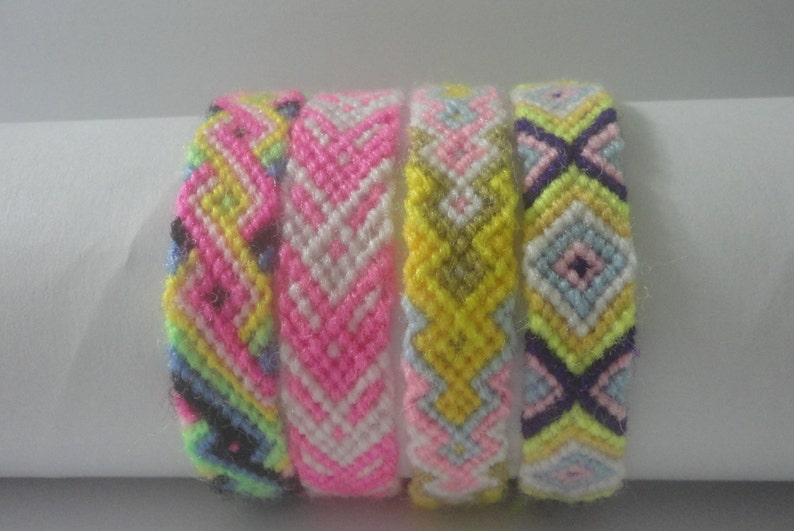 Set 4 Peruvian Wool Friendship Bracelets Handmade Ethnic New Folck Art ...