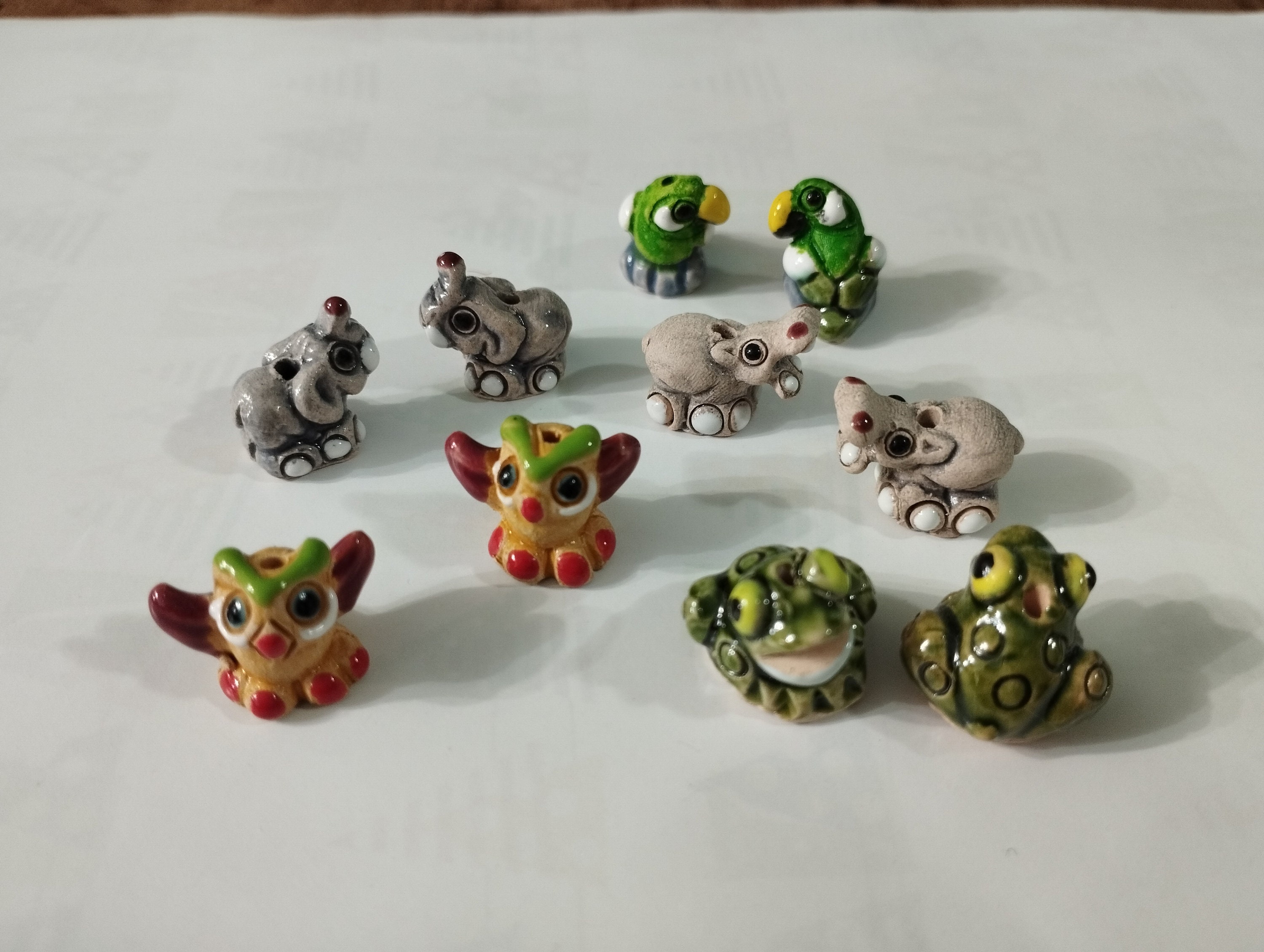 10 Tiny Peruvian Ceramic Animal Bead Clay Pairs Mixed Model Handmade ...