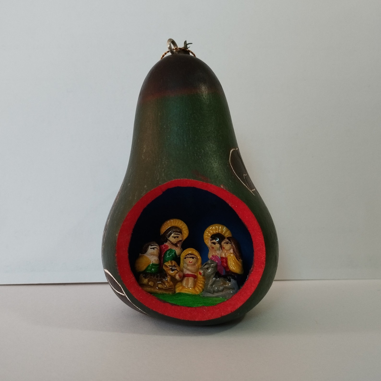 NATIVITY Peruvian Gourd Ornament Christmas Tree Handmade Folck Art New ...