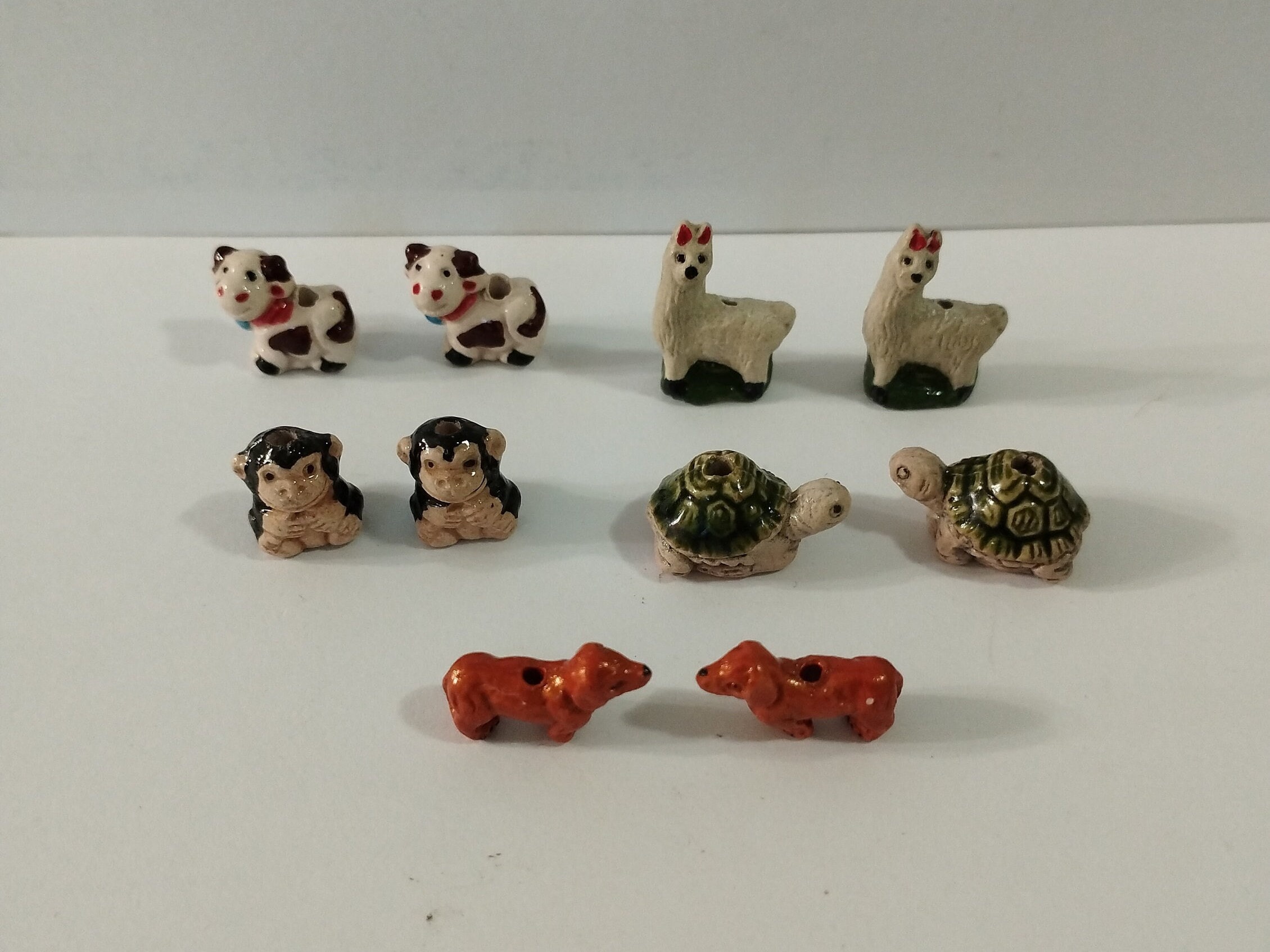 10 Tiny Peruvian Ceramic Animal Bead Clay Pairs Mixed Model Handmade ...