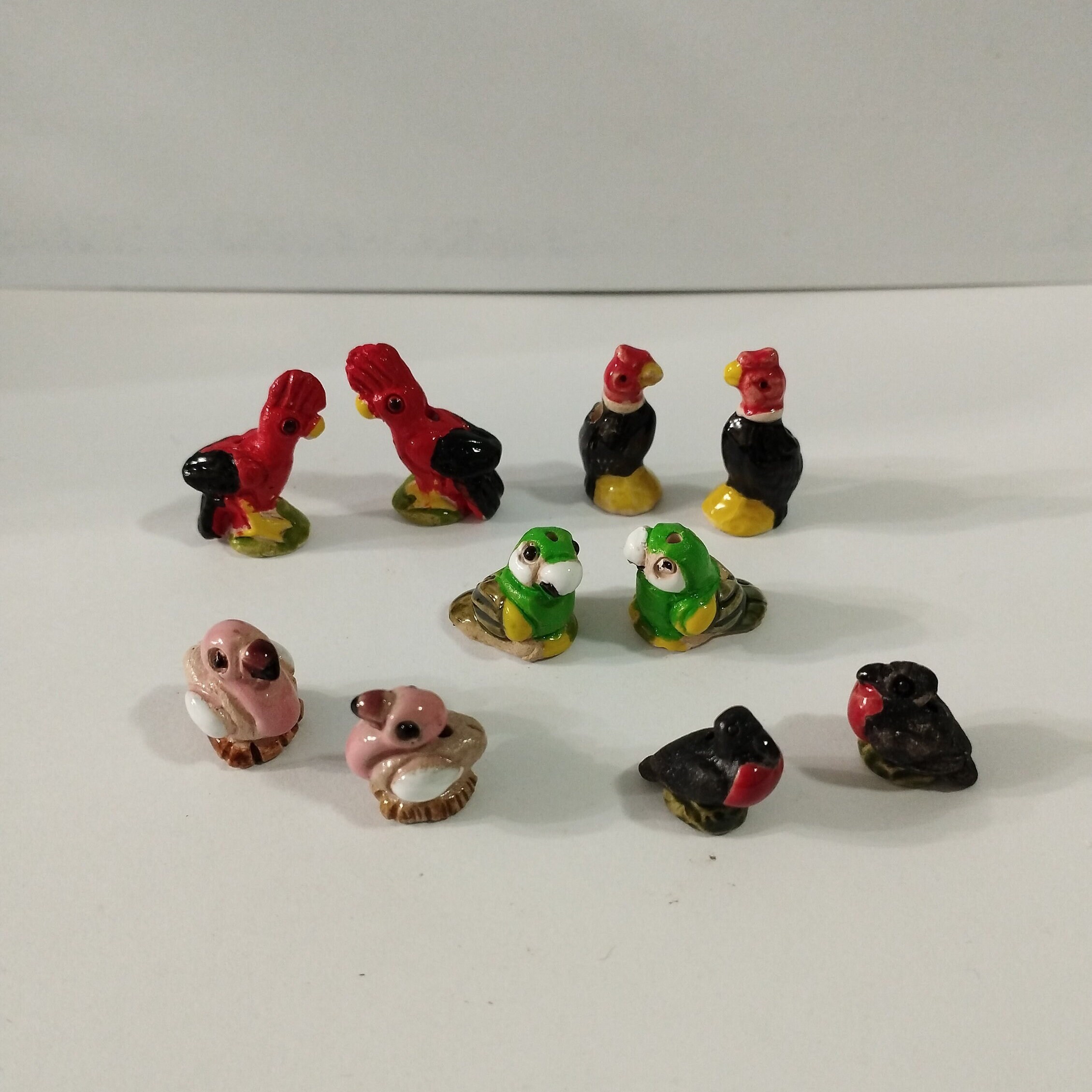 10 Tiny Peruvian Ceramic Animal Bead Clay Pairs Mixed Model Handmade ...