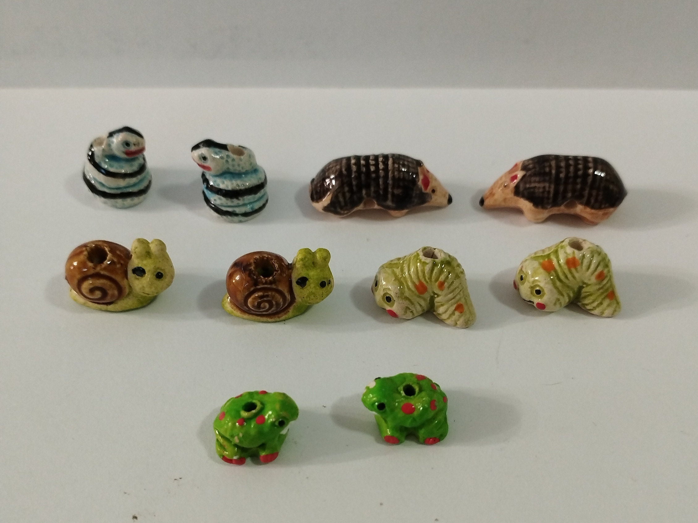 10 Tiny Peruvian Ceramic Animal Bead Clay Pairs Mixed Model Handmade ...