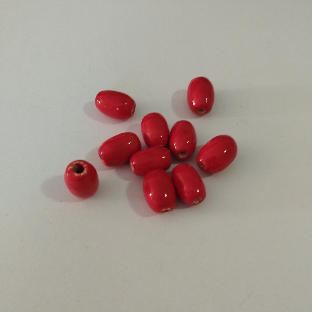 10 Ceramic Barrel Bead 12mm New Art Peru Handmade & Handpainted ...