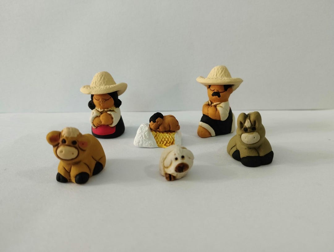 Miniature Peruvian Nativity Scene Christmas Clay Ornament 9 Pieces ...