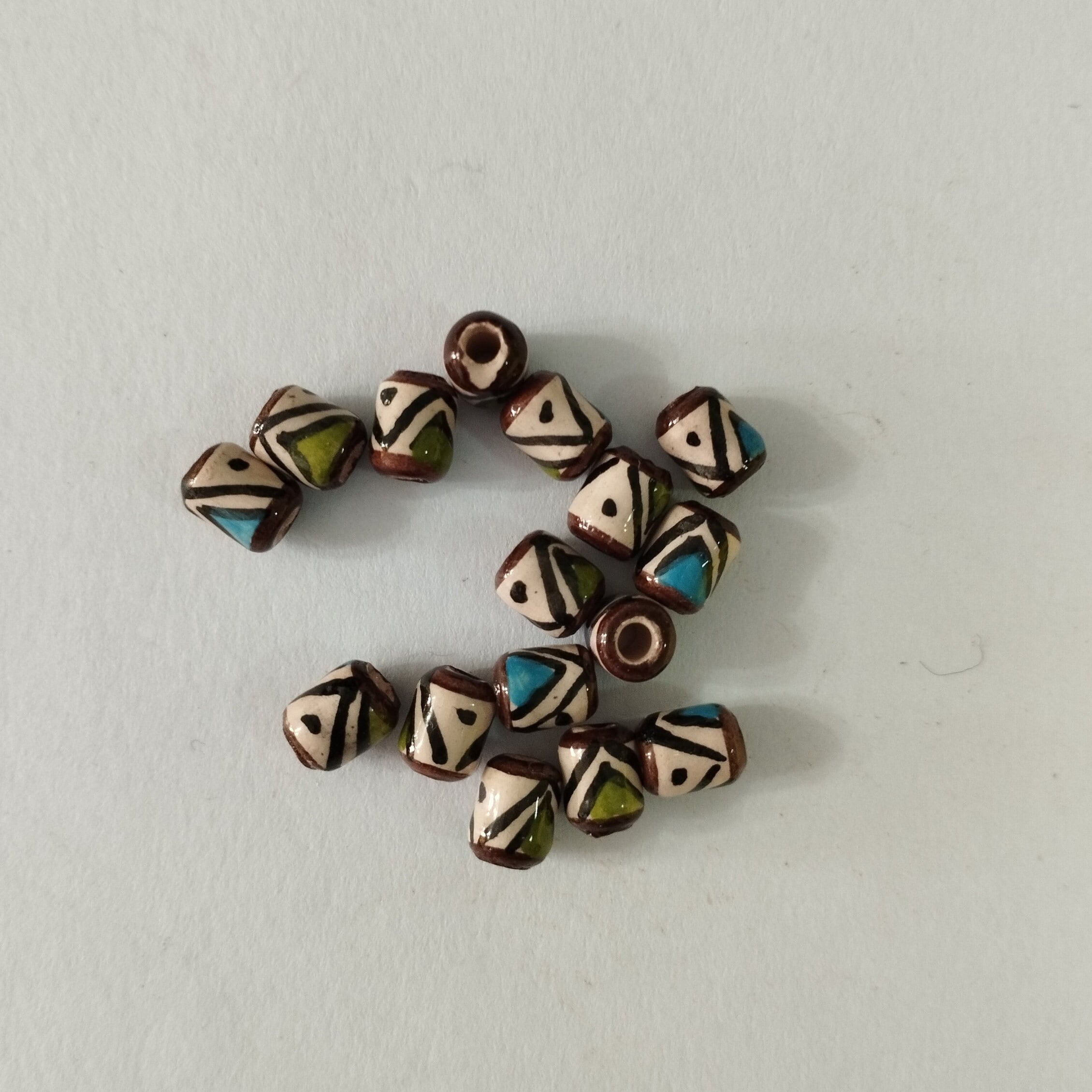 10 Ceramic Tube Bead 7mm peruvian Geometric Design New Art Peru ...