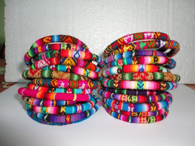 Set 5 Peruvian Bracelet Cuff Bangle Peruvian Manta Fabric - Etsy