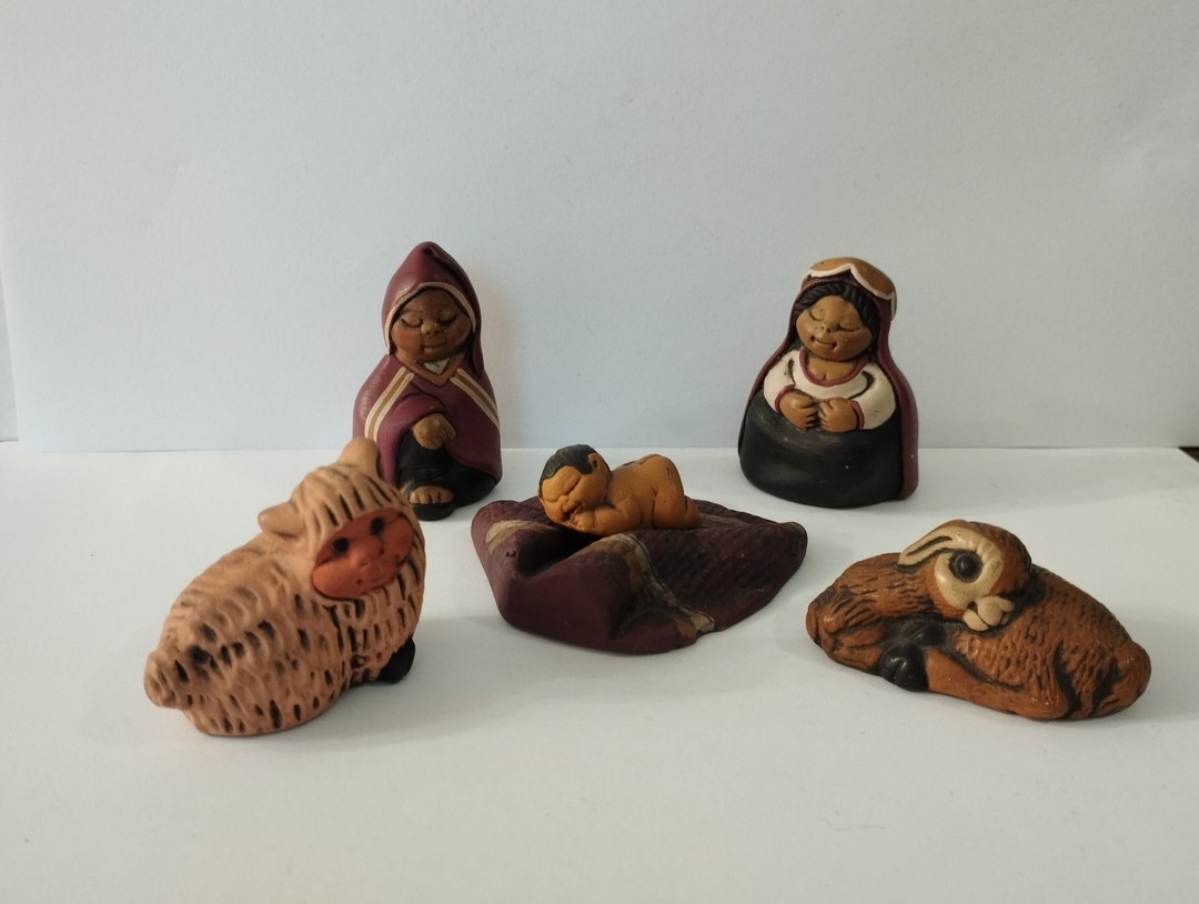 Peruvian Nativity Scene Christmas Clay Ornament 6 Pieces Ceramic Fine ...