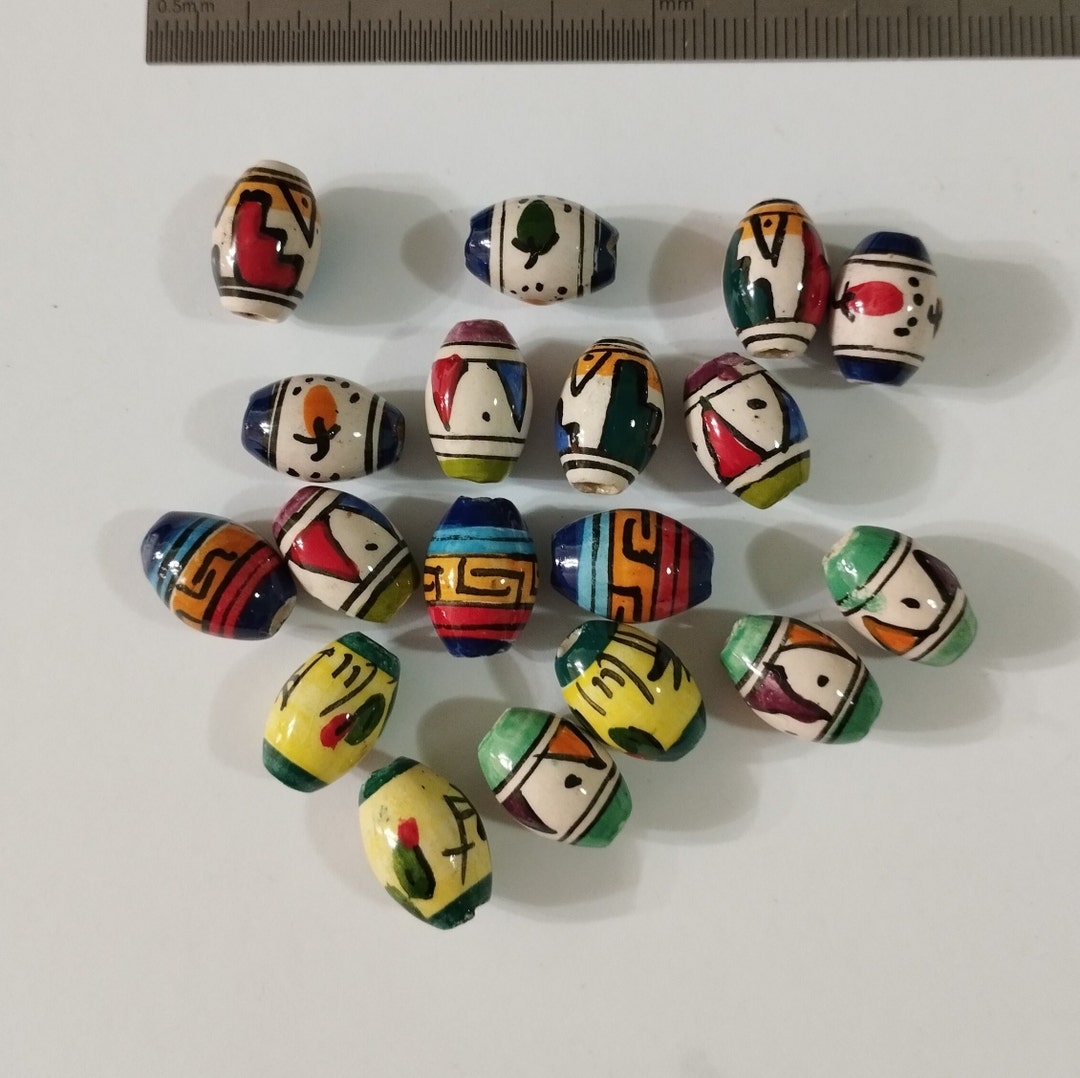 10 Ceramic Barrel Bead 15mm *peruvian Andes Design* New Art Peru ...