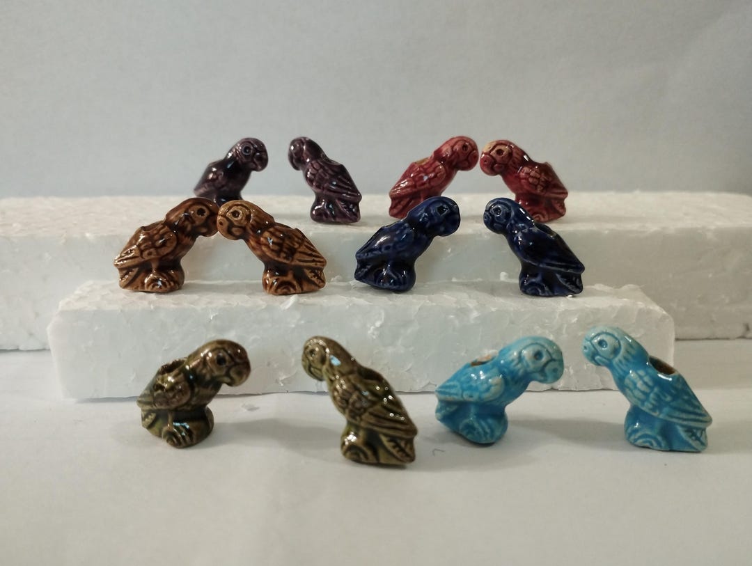 10 Peruvian Ceramic Parrot Bead Clay Mixed Model Handmade New Art Peru ...