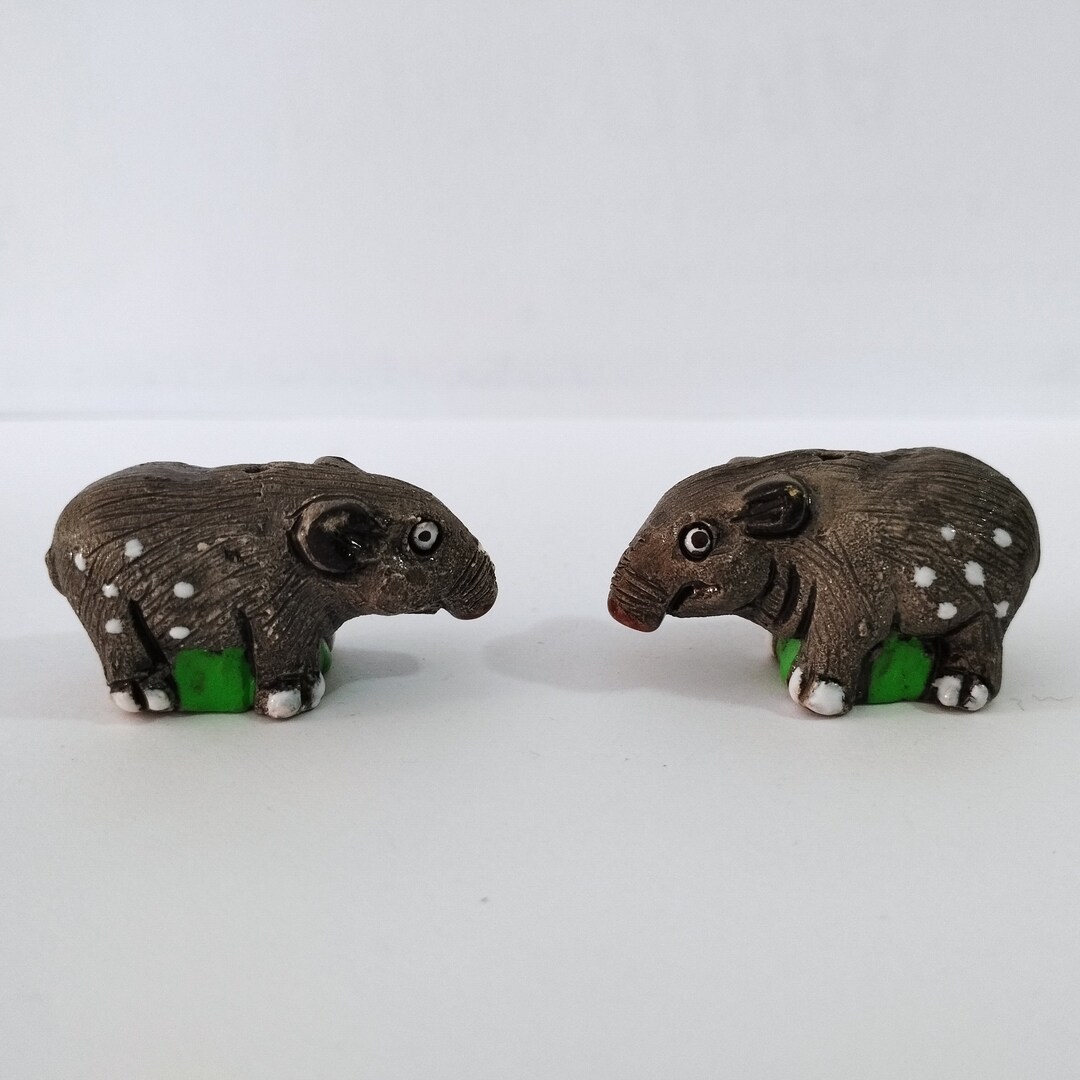 2 Large Animal Ceramic Bead Clay Peruvian Mixed Model Handmade ...