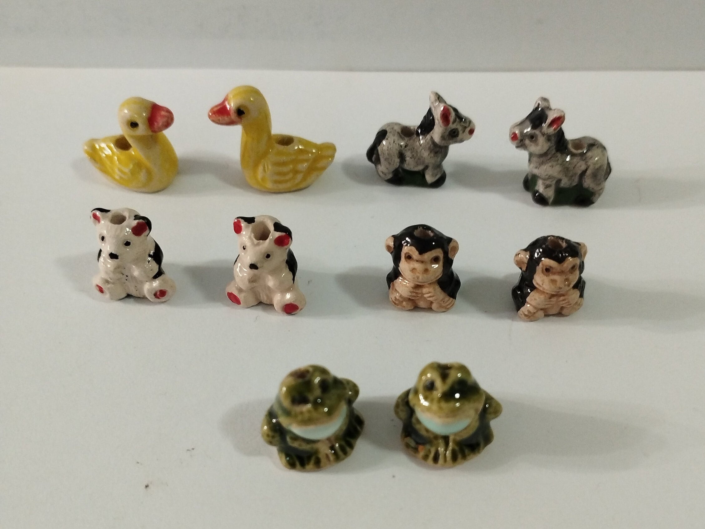 10 Tiny Peruvian Ceramic Animal Bead Clay Pairs Mixed Model Handmade ...