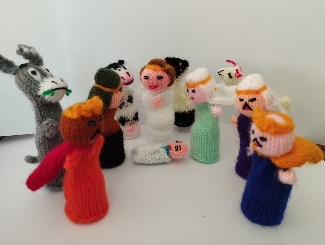 NATIVITY Set 11 Wool Finger Puppet Toy Collectable Handmade New Peru ...
