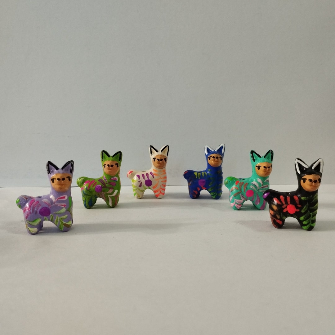 Peruvian Mini LLAMA Ceramic Clay Figurine Ornament & Bead Handmade ...