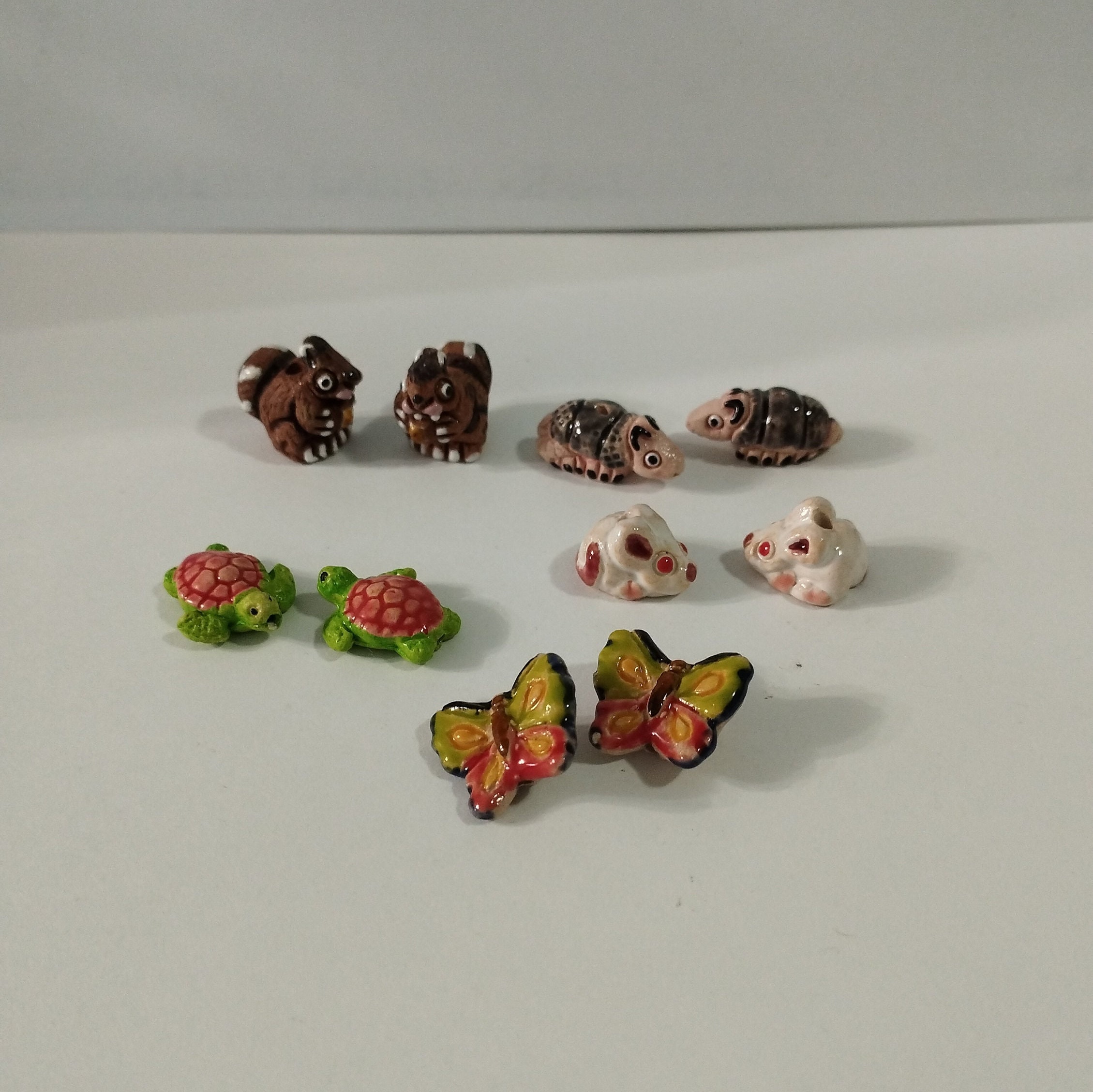 10 Tiny Peruvian Ceramic Animal Bead Clay Pairs Mixed Model Handmade ...