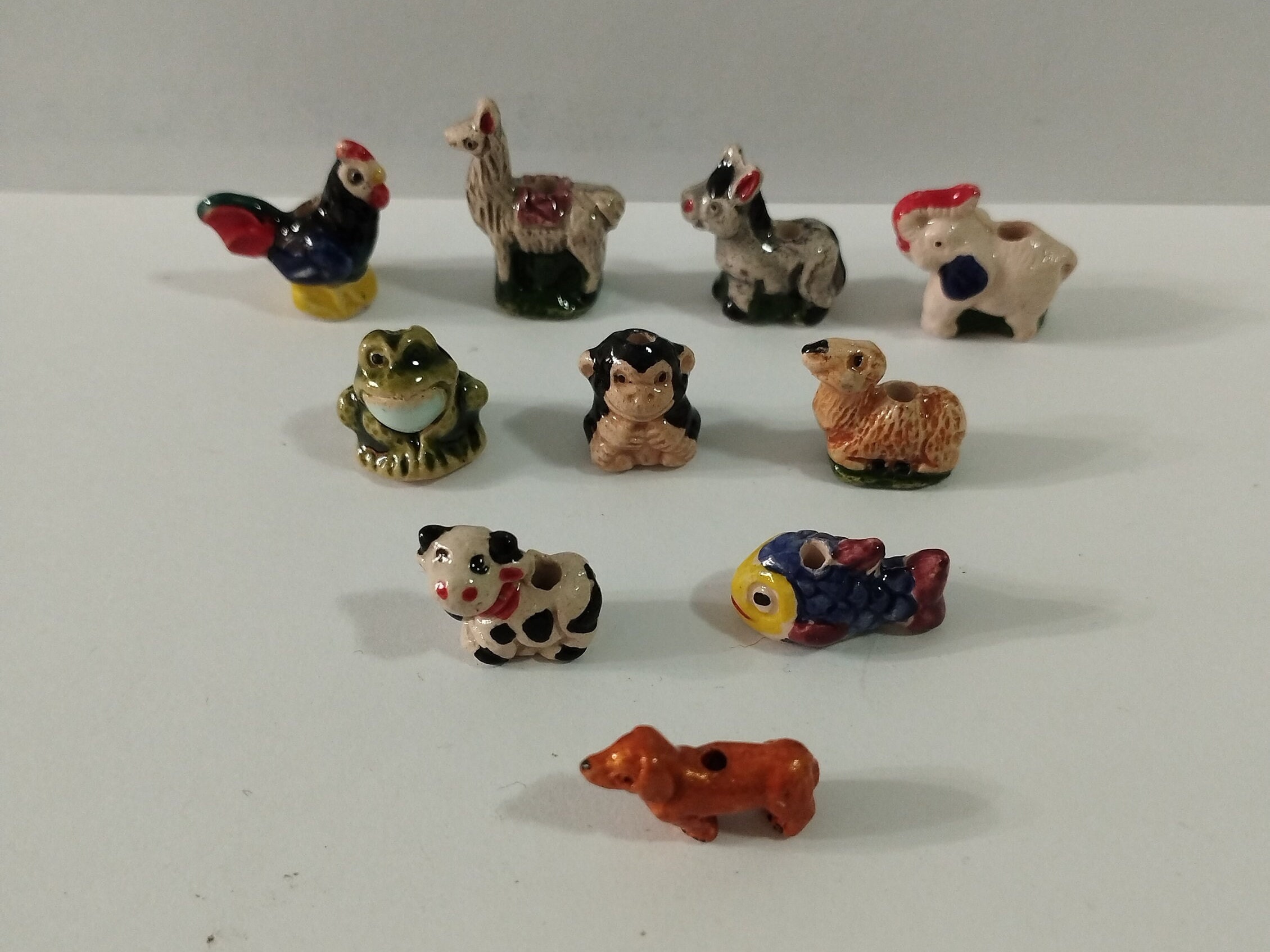 10 Tiny Peruvian Ceramic Animal Bead Clay Pairs Mixed Model Handmade ...