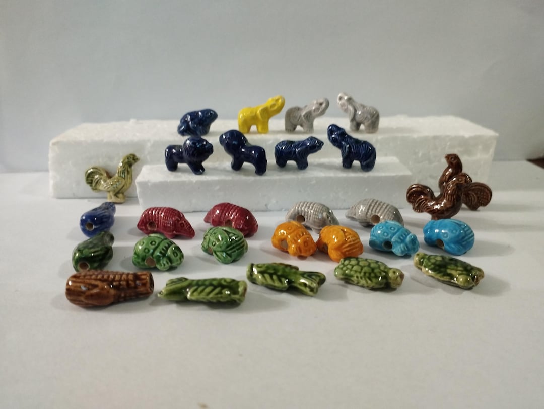 10 Peruvian Ceramic Animal Bead Clay Mixed Model Handmade New Art Peru ...