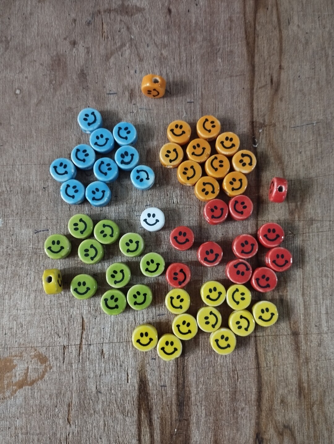 10 Ceramic Happy Face Bead 10mm Handmade & Handpainted Peruvian Ceramic ...
