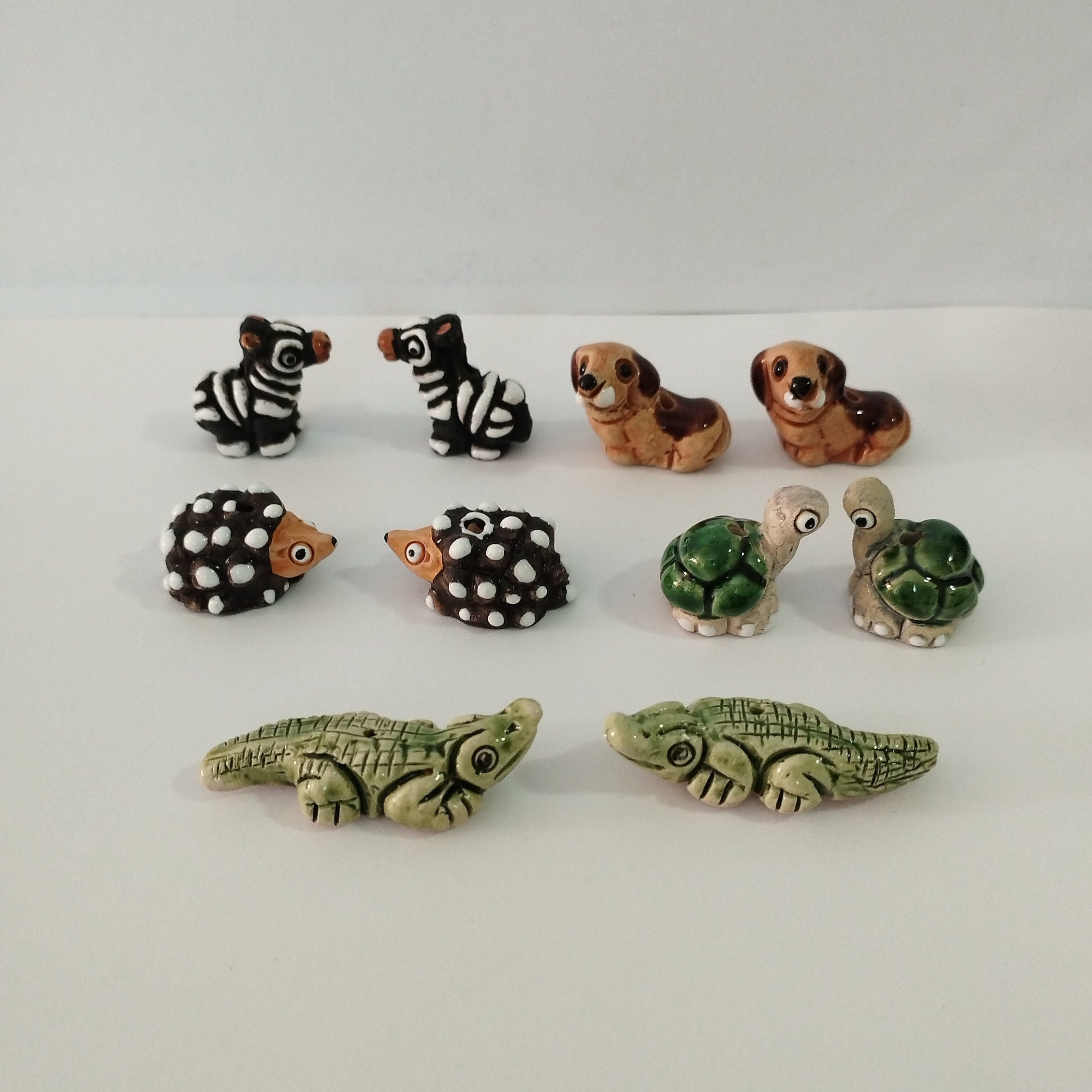 10 Small Peruvian Ceramic Animal Bead Clay Mixed Model Handmade Small ...