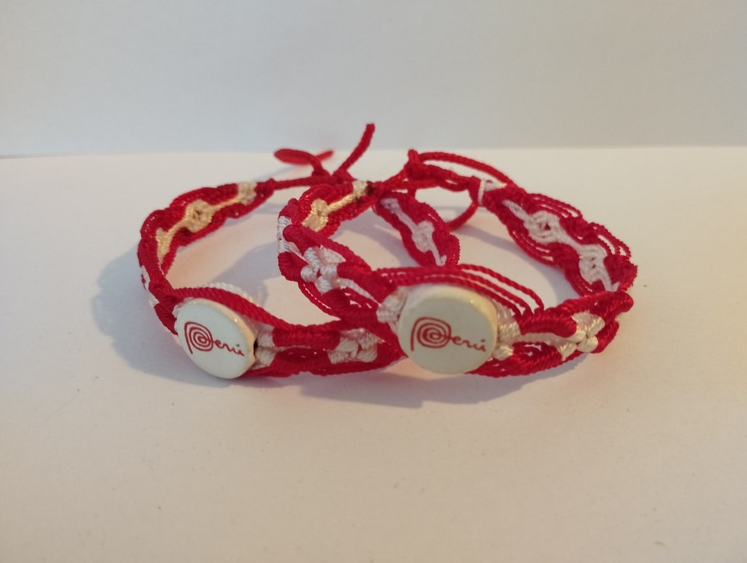 2 Peruvian Friendship Bracelets Wristbands Macrame Unisex Handmade Peru ...