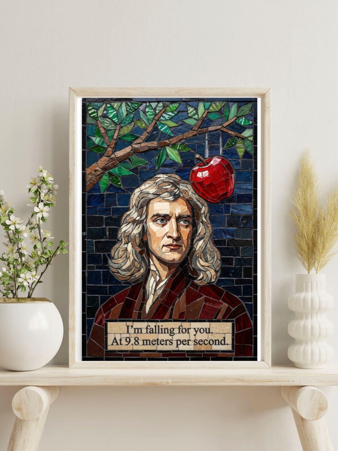 Funny Physics Poster, Science Valentine Gift, Isaac Newton Art, Nerdy ...