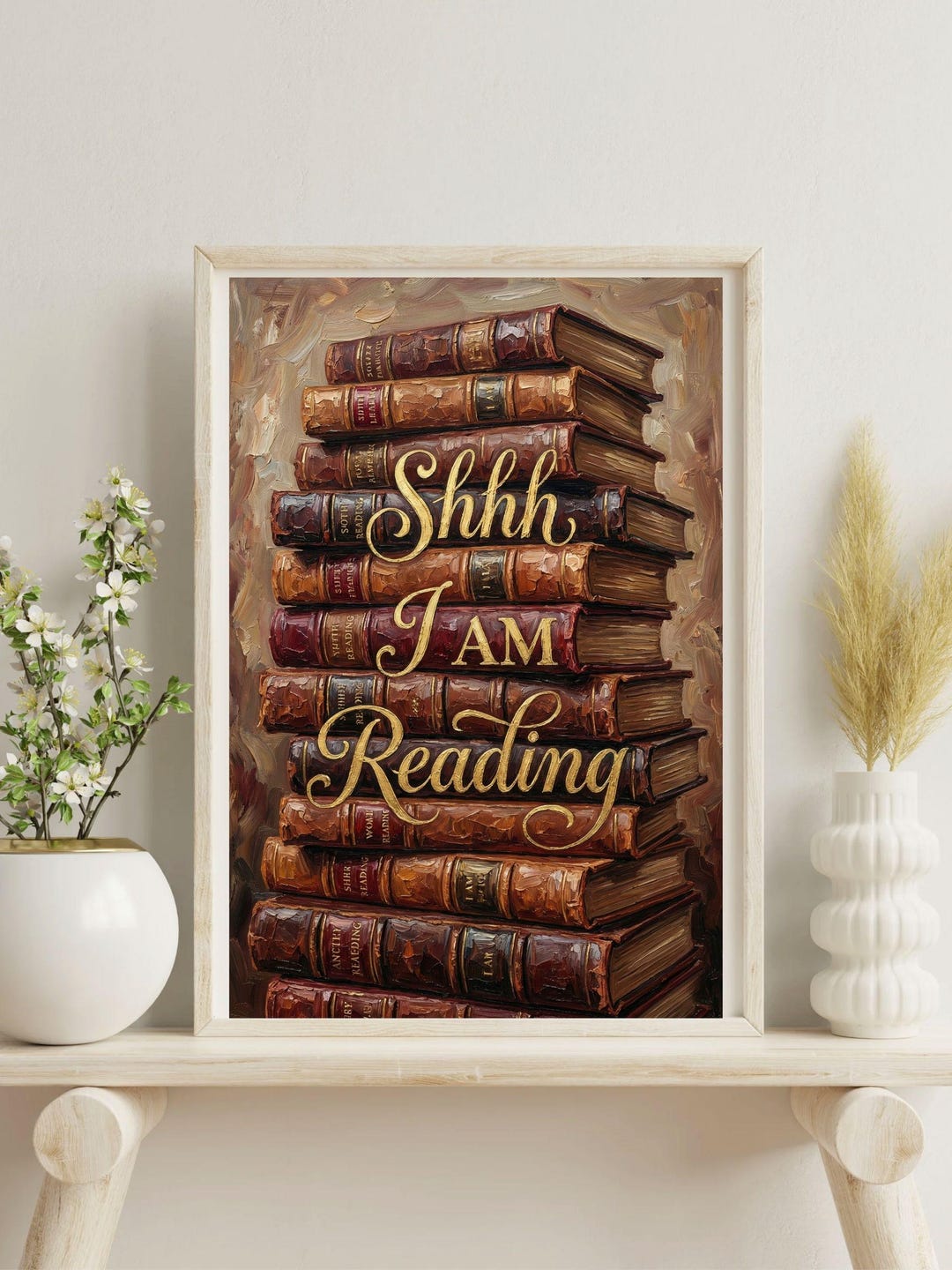 Dark Academia Poster, Shhh I Am Reading, Book Lover Gift, Library Wall ...