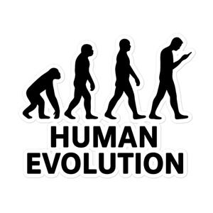 Human Evolution Phone Addict Sticker – Modern Ape-to-human Silhouette Vinyl Decal for Laptops ...