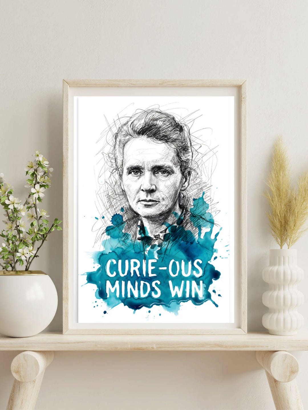 Marie Curie Poster, Science Teacher Gift, Women in STEM, Chemistry Lab ...