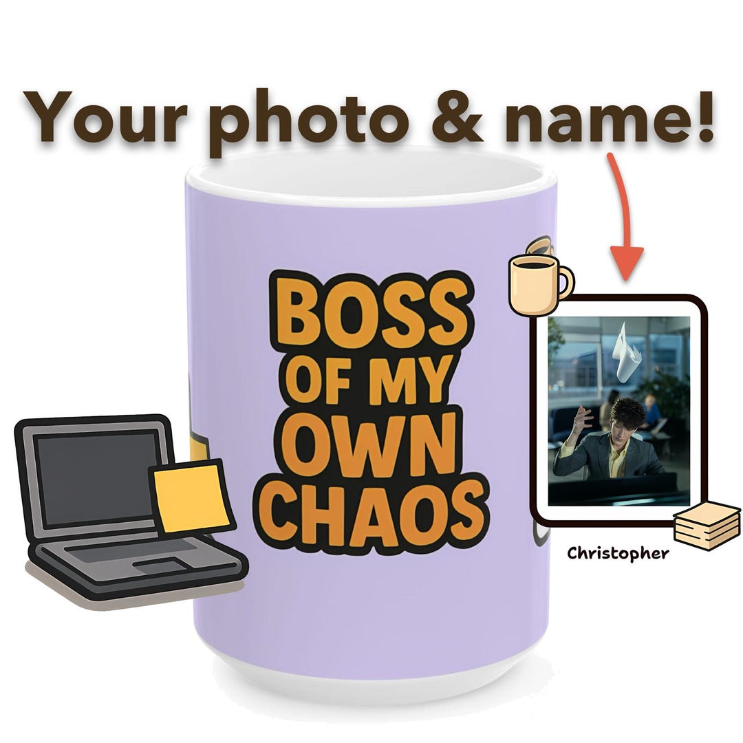 Personalized Office Mug - Chaos Boss Cartoon Custom Ceramic Coffee Cup ...