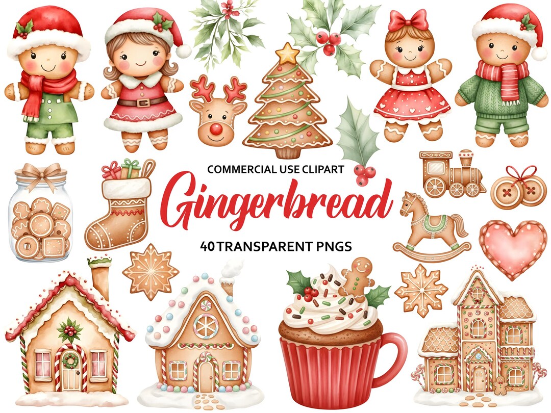 Watercolor Gingerbread Clipart, Gingerbread Cookie, Christmas Png ...