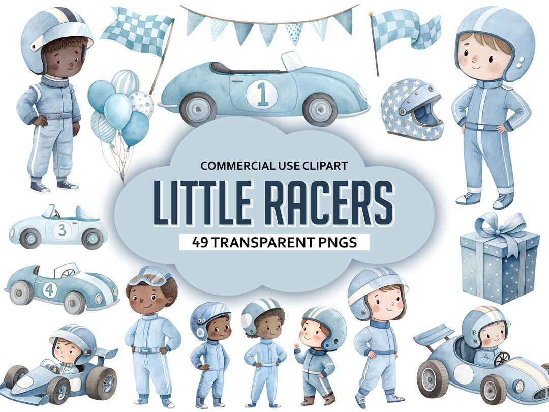 Race Car Clipart, Watercolor Race Car Driver Png, Blue Vintage Sports ...