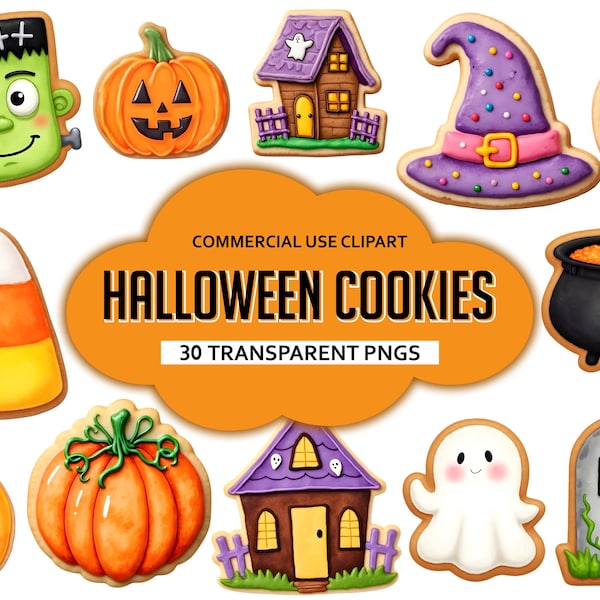Halloween Cookie Clipart - Etsy